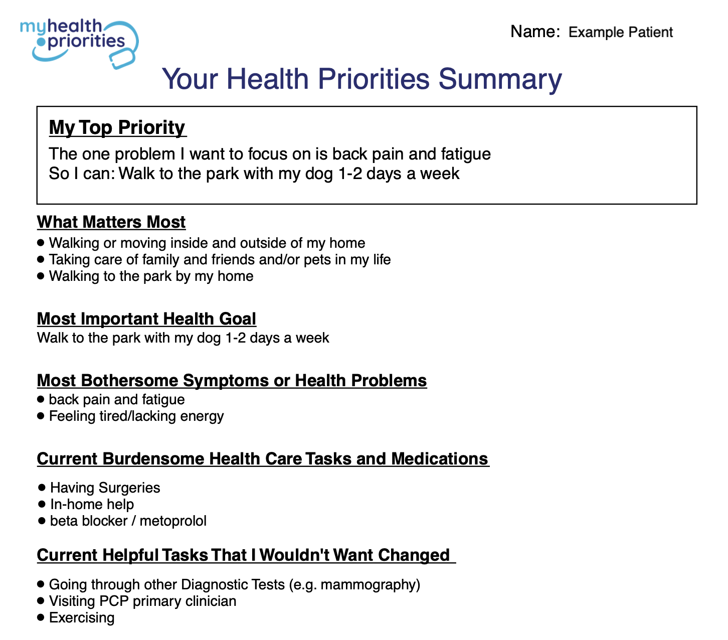MyHealthPriorities